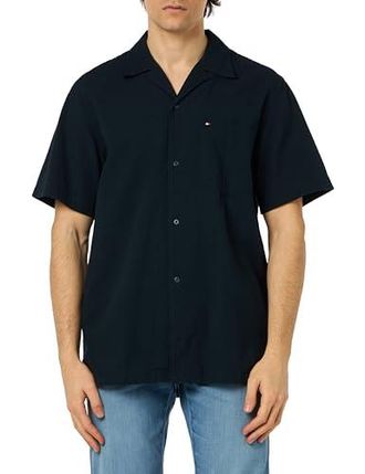 Tommy Hilfiger Polo Manches Courtes Homme Seersucker Solid Shirt Basique, Bleu (Desert Sky), XL