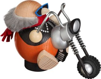 Rudolphs Schatzkiste Kugelräuchermann Biker HxBxT = 10x8x14cm NEU Räuchermann Schnee Rauchmann Räucherfigur Räucherkerze Figur Holz Seiffen Erzgebirge Holz Rauchfigur Deko