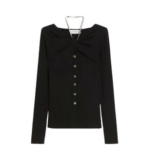 Sportmax Femme, Pulls, Noir, Taille: 42 FR Cardigan en laine avec cha&icirc;ne