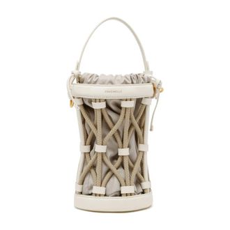 Coccinelle Femme, Sacs, Beige, Taille: ONE Size Sac seau en cuir et toile