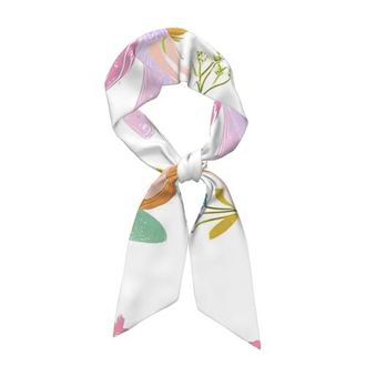 Generic &Eacute;charpe &agrave; fleurs f&eacute;&eacute;riques pour femme - &Eacute;charpe pour sacs &agrave; main - Bandeau en satin de soie - Pour le sport, le yoga et le visage