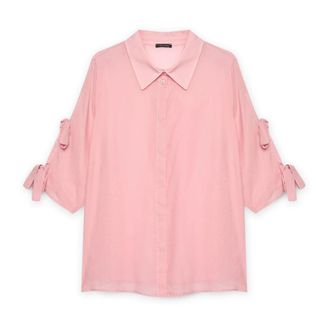 Fiorella Rubino Baumwollhemd mit Schleifen an den &Auml;rmeln - - Blouses & Shirts - Damen - Rosa - 3XL