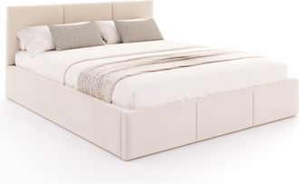 FDM Bett Fresia 160x200 cm mit Lattenrost Stauraum Doppelbett Samt Trinity beige Bettkasten