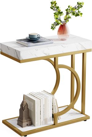 Tribesigns Beistelltisch Couch, C-f&ouml;rmiger Beistelltisch Schmal f&uuml;r Wohnzimmer, Sofatisch, Kleiner Nachttisch f&uuml;r Schlafzimmer