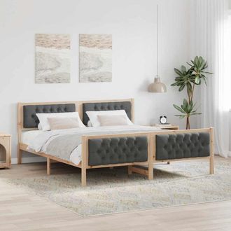 vidaXL Struttura Del Letto Grigio Scuro 160 X 200 Cm Pino Massello Vidaxl