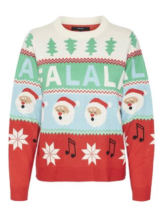 Vero Moda Damen VMCHRISTMASSTUFF LS O-NCK Pull. Box Xmas Strickpullover, Birch/Detail:W. Santa Claus Comb, L