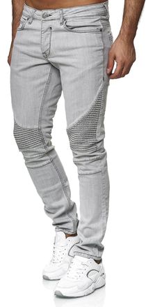Tazzio Jeans Herren Slim Fit Biker Destroyed Look Stretch Jeanshose Hose Denim 16517 (40W/34L, Grau)