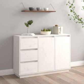 vidaXL Buffet Blanc 111x34x75 cm Bois massif de pin Vidaxl