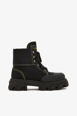 Ganni Bottes de trail en toile noire Noir Coton - Taille 41 - Pour Femme