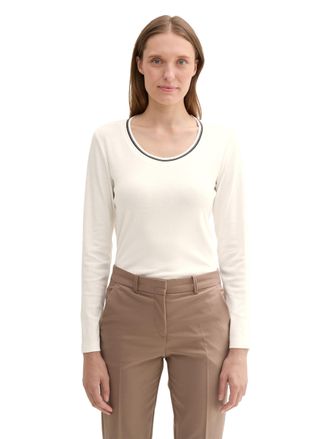 Tom Tailor Damen Basic Longsleeve, 10315 - Whisper White, XXXL