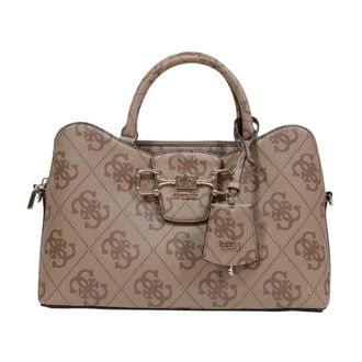 Guess Janie Logo Girlfriend Satchel - - Bags - Damen - Beige - ONE SIZE