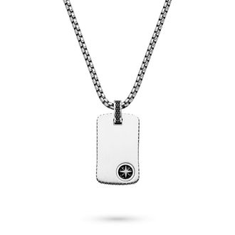 s.Oliver Herren Necklace - Halskette aus mattiertem Edelstahl mit Taganh&auml;nger - Silber - Venezianerkette verstellbar bis 60 cm - wasserfest & hautfreundlich