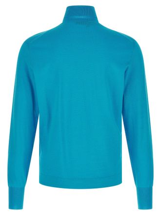 Prada Logo Intarsia Turtleneck Sweater - Teal