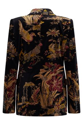 Etro Womens Double-Breasted Jacket Black Cotton Blazers