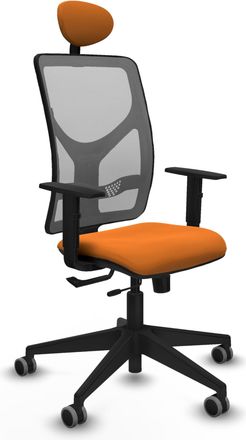 Piqueras y Crespo Stuhl aus PC mit 1D-Armlehnen, h&ouml;henverstellbarer Lendenwirbelst&uuml;tze und festem Kopfteil, ausgestattet mit Syncro/Traslack und Schneideschaum, Grau/Or