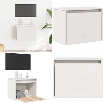 vidaXL Wandschrank Weiß 45x30x35 cm Massivholz Kiefer - Wandregal - Holz Regal - Hängeschrank - Speicherplatz - Dekoelement - Home & Living