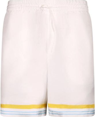 Casablanca Homme, Shorts, Blanc, Taille: M Tennis Landscape Silk Shorts