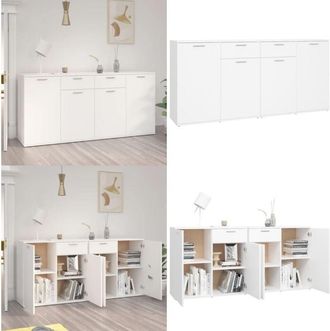 vidaXL Vidaxl - Buffet Blanc 160x36x75 cm Bois dingénierie - Buffet Blanc - Meuble Rangement - Armoire Entrée - Buffet Design - Mobilier Salon - Home &