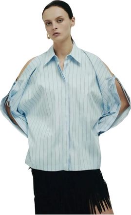 Erika Cavallini Semi Couture Femme, Blouses et Chemises, Bleu, Taille: 40 FR Chemise ray&eacute;e &agrave; manches longues