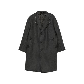 Prada Leather-trimmed Single-breasted Coat