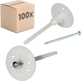 Protektor D&auml;mmstoff-Schraubd&uuml;bel f&uuml;r Fassadend&auml;mmung mit verzinkter Stahlschraube - 18cm, 100 St&uuml;ck, Wei&szlig;