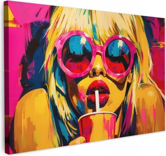 MuchoWow © Wandbilder Groß 120x80 cm XXL Wohnzimmer Wanddeko Schlafzimmer Zimmerdeko Wandgemälde Zimmer Deko auf Wand Dekoration Wall Art Sonnenbrille - Rosa -