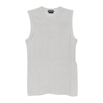Tom Ford Micro Sequins Embellished Rib Relaxed Tank - - Tops - Damen - Grau - M