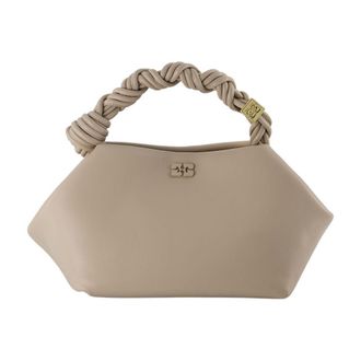 Ganni Womens Twisted Knot Handle Shoulder Bag Beige Synthetic