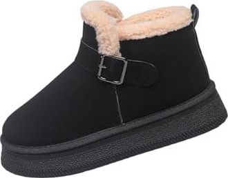 Generic Bottes dhiver chaudes et confortables &agrave; bout rond - Polyvalentes - Couleur unie - Doublure chaude - Boucle - Semelle &eacute;paisse - &Agrave; enfiler - Bottes dhiv