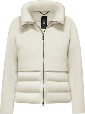Bomboogie Femme, Vestes, Blanc, Taille: 36 FR Veste courte bi-mati&egrave;re avec col rembourr&eacute;