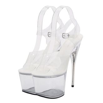 BESTONZON Alipis Sandales Transparentes d&Eacute;t&eacute; pour Femme Talons Aiguilles Blancs 10 CM Semelles Antid&eacute;rapantes &Eacute;l&eacute;gantes Pantoufles dExt&eacute;rieur Taille 36 Chaussur