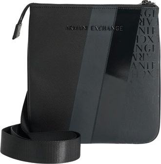 A|X Armani Exchange Homme, Sacs, Noir, Taille: ONE Size Monogram and Stripe Flat Shoulder Bag