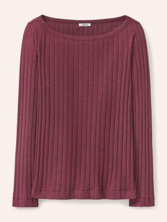 Walbusch Langarmshirt Damen Shirt mit Rippenstruktur LA U-Boot-Ausschnitt Langarm, pflegeleicht