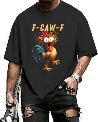 Generic T-shirts dr&ocirc;les pour hommes - T-shirt &agrave; col rond dr&ocirc;le de coq d&eacute;contract&eacute; tendance en coton d&eacute;t&eacute; F Caw F chemise voyage streetwear, Noir, 5XL
