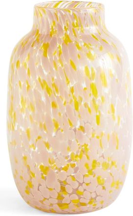HAY Hay Splash Vase aus Glas gefertigt, in der Farbe: Gelb/Rosa, Ma&szlig;e: D: 14,5 cm, H: 22,5cm, AB503-A603-AG55