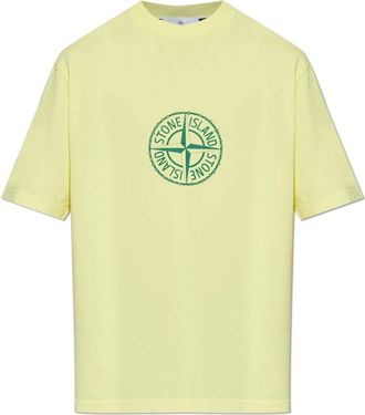 Stone Island Homme, Tops, Jaune, Taille: S T-shirt avec logo imprim&eacute;
