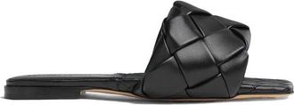 Bottega Veneta Sandalen - Intrecciato Leather Flat Sandals - Gr. 36,5 (EU) - in Schwarz - f&uuml;r Damen