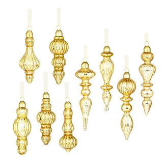 Generic Glas-Weihnachtsschmuck Quecksilber-Glas-Tropfen-Endst&uuml;cke (9 St&uuml;ck) (Gold)