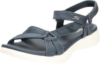 Skechers Damen On-the-go 600 Brilliancy Knöchelriemchen Sandalen, Navy Textile Trim, 36 EU