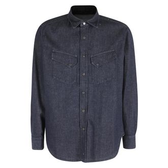 Fortela Blaue Denim Texan Hemd Langarm - - Shirts - Herren - Blau - M