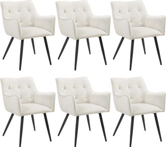 Woltu Esszimmerstühle 6er-Set, Sessel, Küchenstuhl, Polsterstuhl, Stuhl mit Armlehnen Rückenlehne, Wohnzimmerstuhl mit Samtbezug, Metallbeine, für Esszimmer