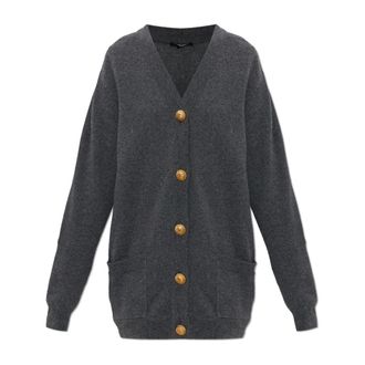 Balmain Femme, Pulls, Gris, Taille: 36 FR Gilet Ample &agrave; Poches