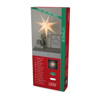 Konstsmide 2918-200 Wei&szlig;er Papierstern mit 7 Zacken, 78x78cm / f&uuml;r Innen (IP20) / VDE gepr&uuml;ft / 230V Innen / ohne Leuchtmittel / mit an/aus Schalter / wei&szlig;es Kab