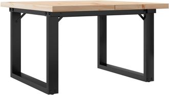 Generic Esstisch mit Naturholzplatte und Schwarzem Metallrahmen, Quadratischer Küchentisch Im Industriestil, Anwendbar für Kleine Räume, Frühstücksecken und E