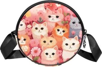 Generic Sac &agrave; bandouli&egrave;re Circle pour femme, petit sac &agrave; bandouli&egrave;re rose avec fermeture &eacute;clair, bretelles r&eacute;glables, sac &agrave; main rond d&eacute;contract&eacute; pour femmes 