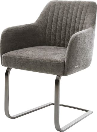 DELIFE Schwingstuhl Greg-Flex Freischwinger flach Graphit Bouclé Soft Schlamm Taschenfederkern