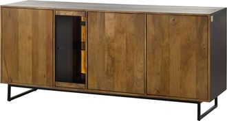 Massivmoebel24 Credenza In Legno Di Mango / Legno Riciclato 180x47x81 Laccato / Nero / Naturale Davis 21