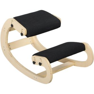 HOMCOM Si&egrave;ge assis genoux - HOMCOM - en bois - fonction &agrave; bascule - r&eacute;glable pour bureau &agrave; domicile - noir