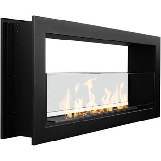 Dmora Bioethanol Kamin Guardea, Kapazit&auml;t 1,5 l, Beheizbare Fl&auml;che 30 m&sup2;, Leistung 3 kW, 90x15x40h cm, Schwarz