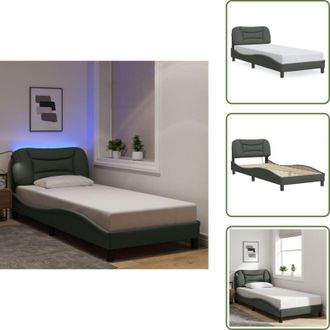 vidaXL Bettgestell mit led ohne Matratze Dunkelgrau 80x200 cm Stoff - Bettrahmen - Doppelbett - Schlafzimmerm&ouml;bel - Holzbetten - LED-Bett